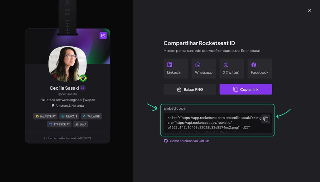 Adicionando o Rocketseat ID em seu GitHub Profile